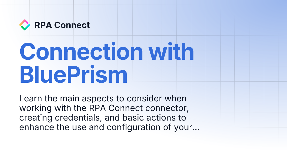 Connection with BluePrism | RPA Connect